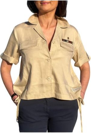 Aeronautica Femme, Blouses et Chemises, Beige, Taille: 42 FR Chemise Militaire &Eacute;l&eacute;gante