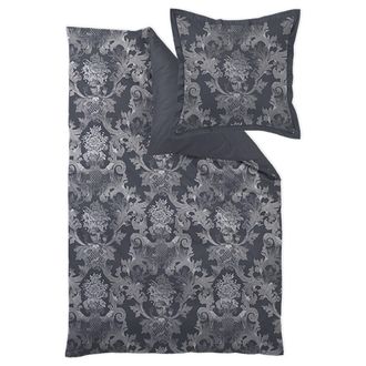 Curt Bauer Mako-Brokat Damast Bettw&auml;sche Louis XIV schattengrau 1 Bettbezug 140 x 200 cm + 1 Kissenbezug 70 x 90 cm