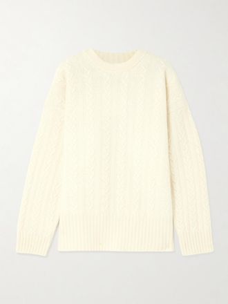 R&oacute;he Zopfstrickpullover Aus Wolle - Wollwei&szlig;