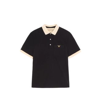 Valentino Polo Shirt In Cotton Piquet With Vgold