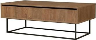 Dmora Couchtisch Alhina, Couchtisch, Zeitschriftenständer für Sofa, Wohnzimmerregal, 120 x 60 x 43 cm, Walnuss und Schwarz