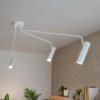 Licht-Erlebnisse Deckenlampe Spot schwenkbar wei&szlig; 3-flammig GU10 bis 35W 230V Metall Deckenstrahler Lampenkopf kippbar H&auml;ngelampe Wohnzimmer modern Flur Beleuchtung Sc