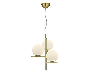 Trio Trio Leuchten Pure 302000308 Suspension en métal laiton mat et verre blanc 3 ampoules E14