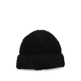Maison Margiela Mens Beanie Hat With Logo Patch Black Acrylic