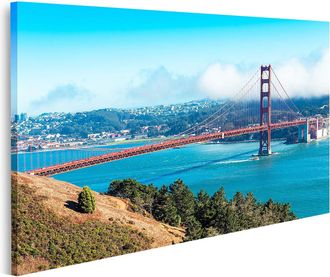 Islandburner Bild auf Leinwand Blick auf die Golden Gate Bridge in San Francisco Usa Wandbild Leinwandbild Bilder für Wohnzimmer GBMT-1P