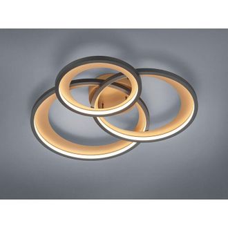 Trio Leuchten Trio Lighting - led Deckenleuchte granada mit drei Ringen Schwarz & Gold, dimmbar, Breite 71cm