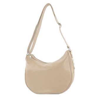 modamoda.de T222 - ital. Umh&auml;ngetasche Schultertasche aus Leder, Farbe:Graubeige