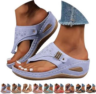 Generic Sandales orthopédiques compensées pour femme - Tongs orthopédiques légères - Soutien de la voûte plantaire - Pantoufles décontractées dextérieur - Cou