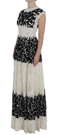 Dolce & Gabbana Womens Floral Lace Ricamo Long Ball Maxi Dress Cotton