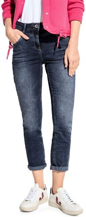 Cecil Damen B377576 High Waist Jeans, Mid Blue Used Wash, 26W / 28L