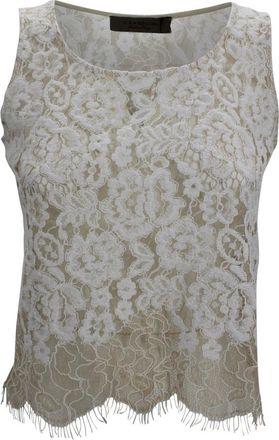 D.exterior Femme, Tops, Blanc, Taille: 36 FR Crop Top Brod&eacute;