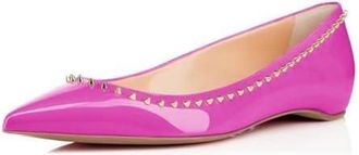 Minitoo Chaussures plates confortables pour femme avec rivets pour fête, bal de fin dannée, W9 Rose rouge, 40.5 EU