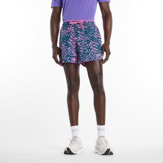 New Balance Homme London Edition RC Printed Short 5 en Rose/Vert, Nylon, Taille XL