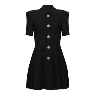Balmain Femme, Robes, Noir, Taille: 40 FR Flared knit dress with buttons