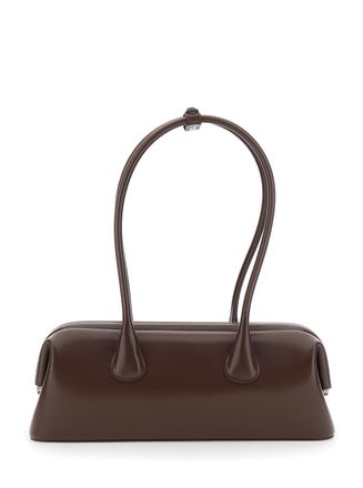 Osoi Womens Shoulder Bag Boat Wide Brown Leather Cow