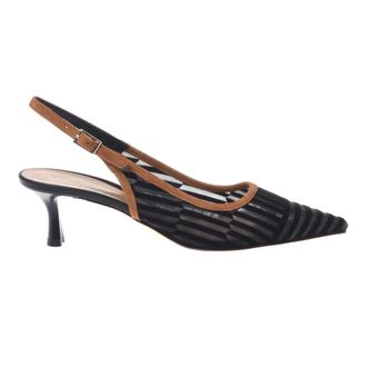 Baldinini Femme, Chaussures, Noir, Taille: 39 1/2 EU Escarpin &agrave; brides arri&egrave;re en maille noire et daim beige