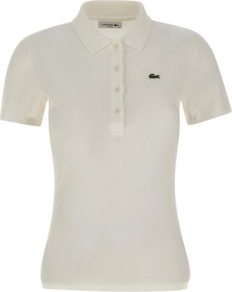 Lacoste Polo L.12.D en coton c&ocirc;tel&eacute; coupe ajust&eacute;e - Femme - Tops - Blanc - Taille: 40 FR