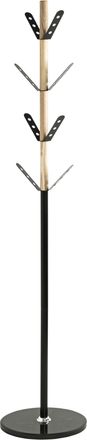 Haku Möbel Garderobenständer, natur, schwarz, Marmor, Massivholz, Metall - Maße: H 179 x Ø 37 cm, Style: Modern