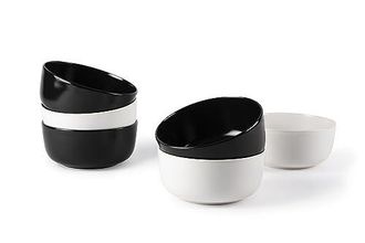 Excelsa Nordic Lot de 6 tasses en c&eacute;ramique, noir et blanc, capacit&eacute; 625 ml, effet mat