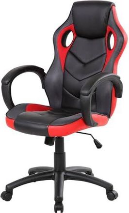 Dmora Stuhl mit Rädern Caloundra, Gaming-Sessel für Erwachsene, Schreibtischstuhl, 66x61h104/114 cm, Schwarz und Rot