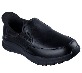 Skechers Nampa Engus Double Gore, Damen-Slip-Ins, zum Reinschlüpfen, Lebensmittel-Service-Schuh, Schwarz, 7 Wide