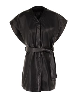 8 by YOOX LEATHER SLEEVELESS BELTED JACKET