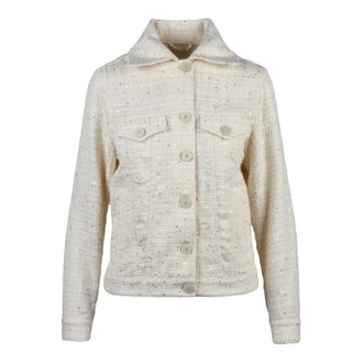 Eleventy Femme, Vestes, Blanc, Taille: 34 FR Veste Courte en Bouclette