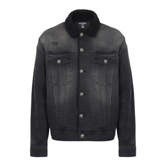 Balmain Homme, Vestes, Noir, Taille: M Veste en jean d&eacute;lav&eacute;e