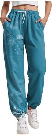 Generic Pantalon de jogging athlétique taille haute pour femme, pantalon dentraînement sur le thème de Noël, pantalon dentraînement avec poches et cordon de s