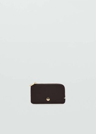 Mango Porte-cartes en nylon fermeture zip chocolat - Femme - Taille unique - MANGO