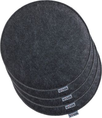 Brandsseller 4er Set Sitzkissen aus Filz Ø 35x2 cm - Robuste Stuhlauflagen für innen und außen, rundes Sitzpolster, strapazierfähiges Kissen für Stühle - Anthrazit