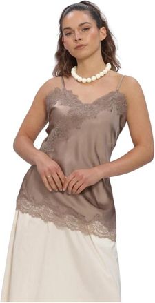 Notre-V Nv-Herlinde Spaghetti Top - - Tops - Damen - Beige - XS