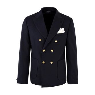 Daniele Alessandrini Zweireihiger Wollmischungs-Blazer - - Jackets - Herren - Blau - XL