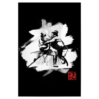 artboxONE Poster 60x40 cm Menschen Sumotori in White hochwertiger Design Kunstdruck - Bild Sumo Kampf Kampfsport