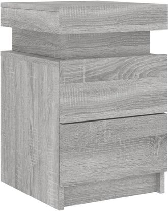 vidaXL Table de chevet avec lumi&egrave;res led sonoma gris 35x39x55 cm - Vidaxl