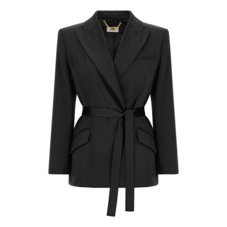Elisabetta Franchi Zweireihiger Morgenmantel-Blazer - - Jackets - Damen - Schwarzk - L