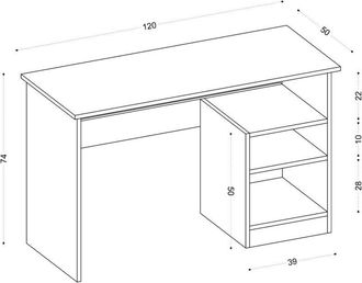 Hanah Home Bureau en bois Bahar - 120 x 50 x 74 cm - Blanc