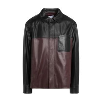 Loewe Homme, Vestes, Multicolore, Taille: L Colorblock Leather Shirt Jacket