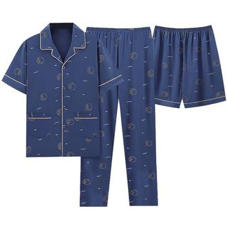 Generic Pyjama Homme Grande Taille, Ensemble Pyjama Homme, Pyjama Homme Ete Court Coton, V&ecirc;tement De Nuit, Pyjama, Pyjama 2 Pi&egrave;ces, D&eacute;contract&eacute;e, Confortable 