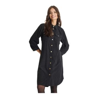 In Front Elegantes Hemdkleid Schwarz - - Dresses - Damen - Schwarzk - S
