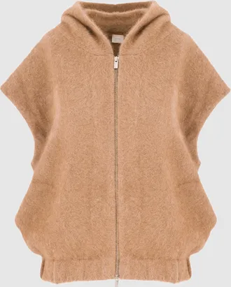 C.T. Plage Gilet Ladies Hood N.Camel