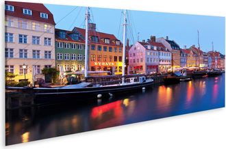 Islandburner Bild auf Leinwand Abendkulisse Nyhavn Kopenhagen D&auml;nemark Bilder Wandbilder Poster