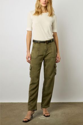 Gerard Darel Pantalon cargo en lin m&eacute;lang&eacute; - CELYA - Vert Kaki
