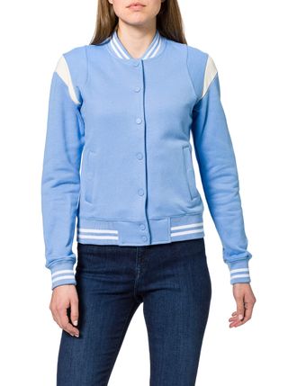 Urban Classics Ladies Inset College Sweat Jacket, Clearwater/whitesand, 4XL