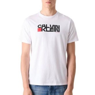 Calvin Klein T-Shirt Manches Courtes Homme Redbox Graphic Tee avec Logo, Blanc (Brilliant White), S