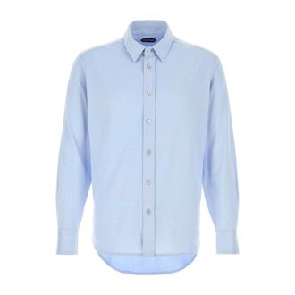 Tom Ford Homme, Chemises, Bleu, Taille: XL Chemise en m&eacute;lange soie et coton