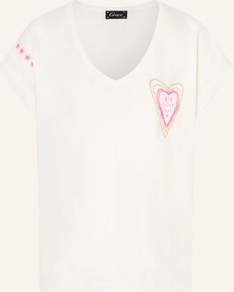 Grace Grace T-Shirt Mit Schmuckperlen weiss