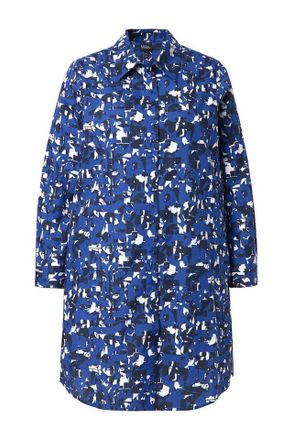 Ulla Popken Longbluse Longbluse Buchstaben A-Linie Hemdkragen Langarm