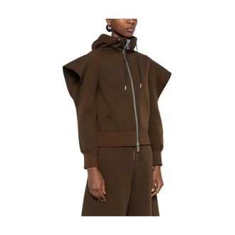 sacai Femme, Sweatshirts et sweats &agrave; capuche, Brun, Taille: 40 FR SweaT-shirt zipp&eacute;