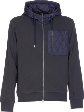 Herno sweat zippé à empiècements matelassés - Bleu